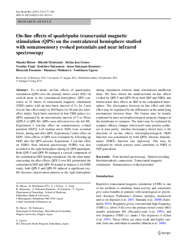 (PDF) On-line effects of quadripulse transcranial magnetic stimulation (QPS) on the ...