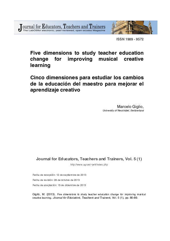 (PDF) Five dimensions to study teacher education change for improving ...