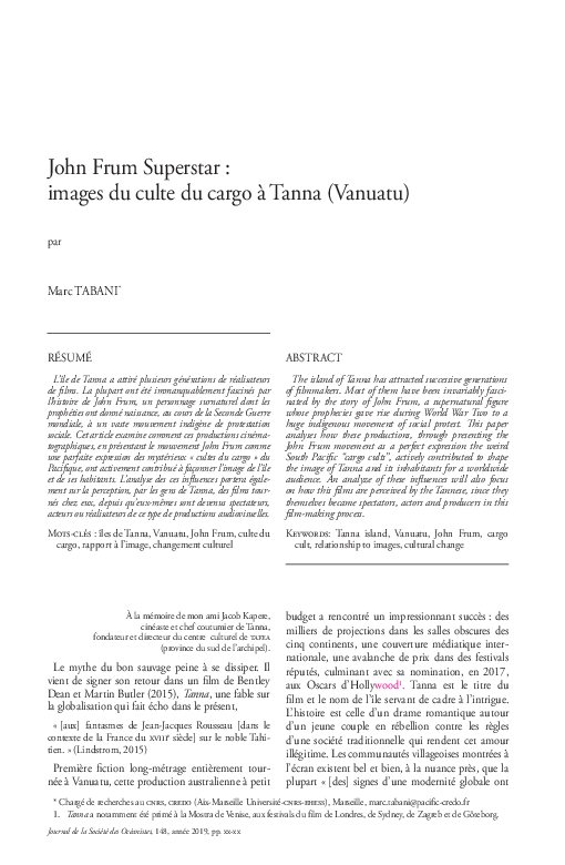 (PDF) John Frum Superstar : images du culte du cargo à Tanna (Vanuatu)