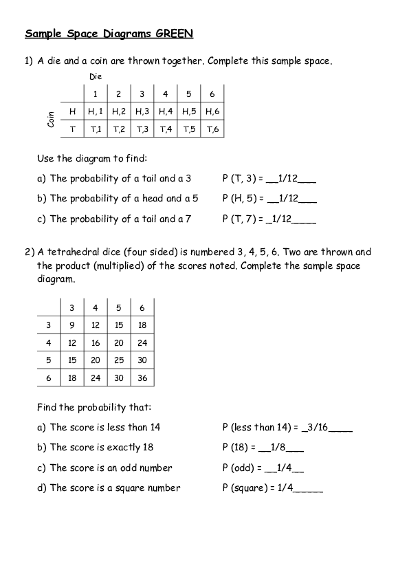 (DOC) Sample space diagrams