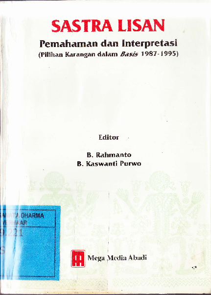 (PDF) Sastra dan Bahasa Ritual dalam Tradisi Lisan Masyarakat Flores Timur