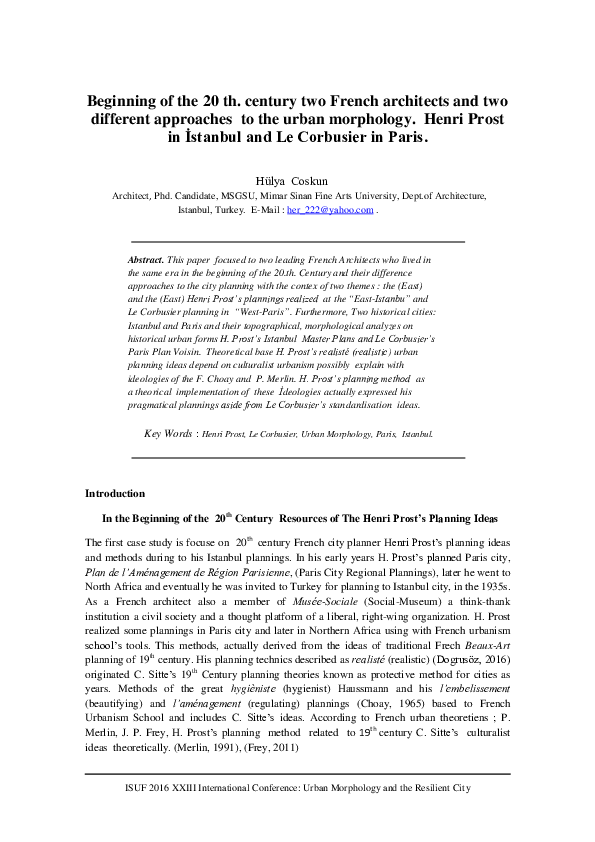 (PDF) Henri Prost ; In Beginning of the 20 th. century two French ...