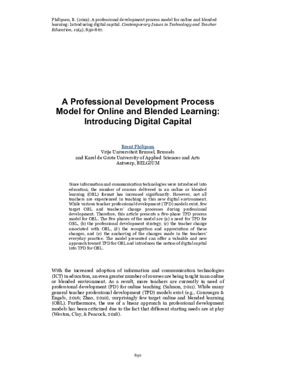 (PDF) A Professional Development Process Model for Online and Blended ...