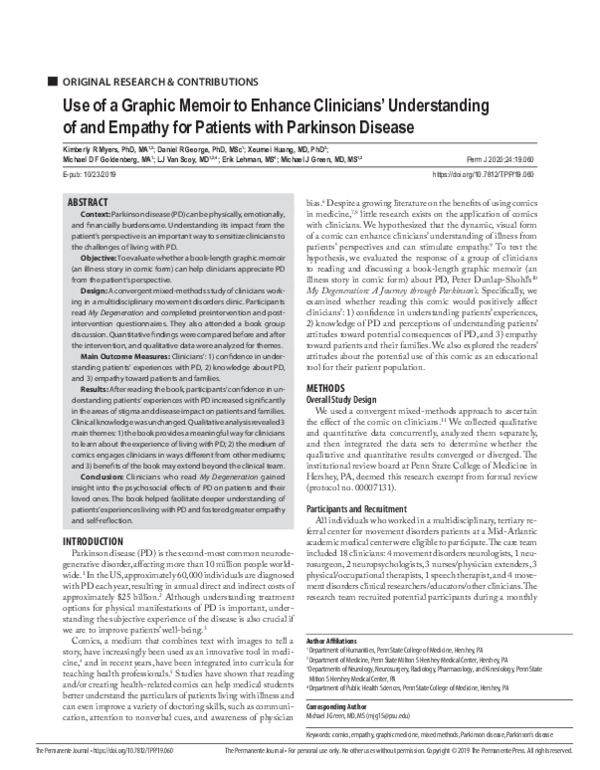 (PDF) Use of a Graphic Memoir to Enhance Clinicians' Understanding of ...