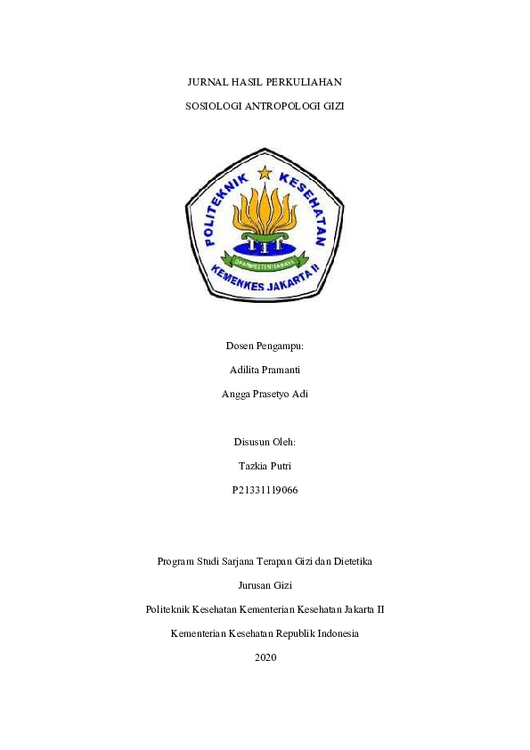 (DOC) Jurnal Perkuliahan UAS Sosiologi Antropologi Gizi