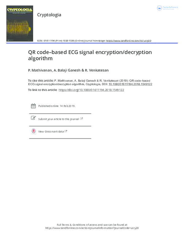 Pdf Qr Code Based Ecg Signal Encryptiondecryption Algorithm