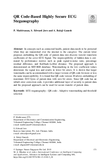 Pdf Qr Code Based Highly Secure Ecg Steganography