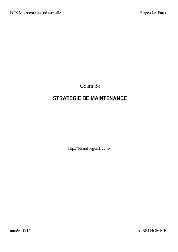 COURS DE MAINTENANCE