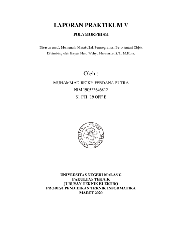 (PDF) LAPORAN PBO 5 POLYMORPHISM