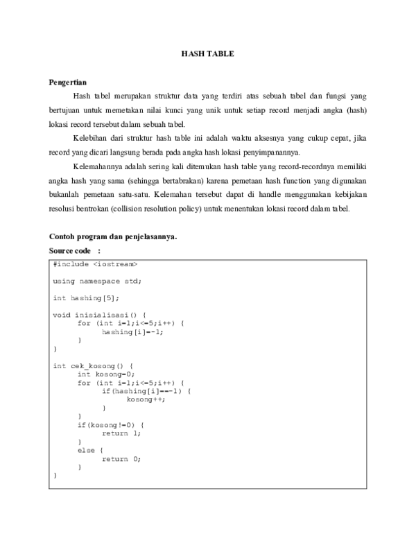 (DOC) REVIEW HASH TABLE