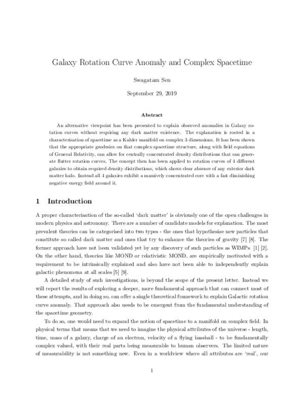 (PDF) Galaxy Rotation Curve Anomaly and Complex Spacetime