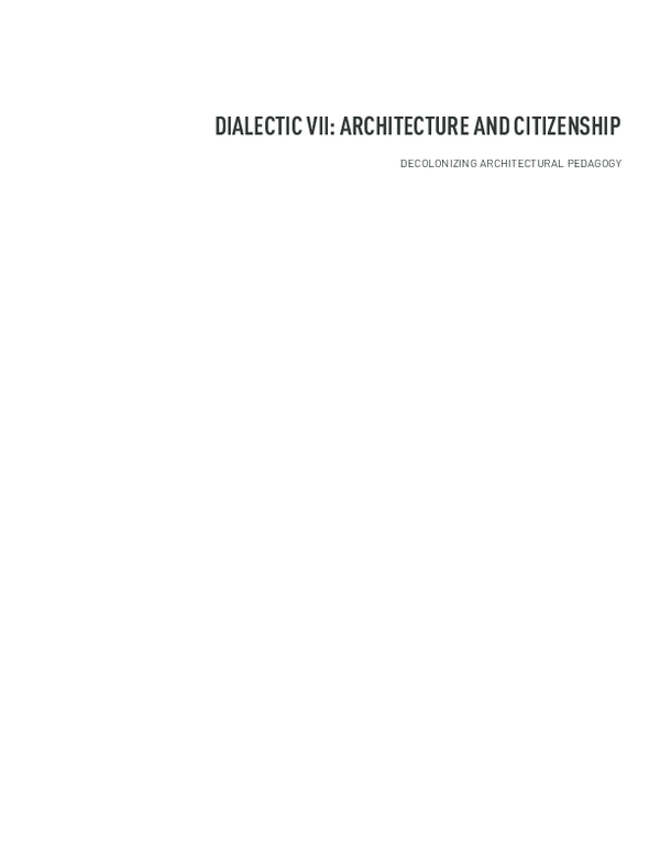 (PDF) DIALECTIC VII: ARCHITECTURE AND CITIZENSHIP DECOLONIZING ...