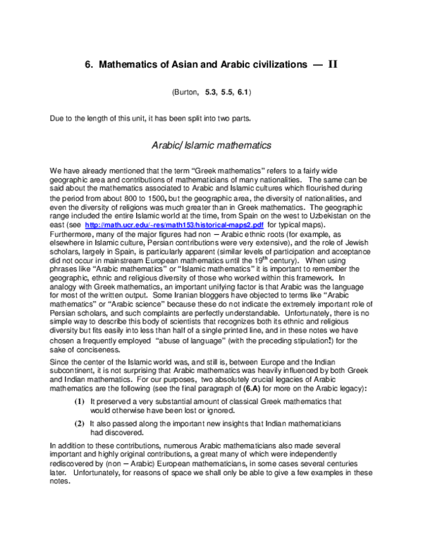 (PDF) 6. Mathematics of Asian and Arabic civilizations -I I