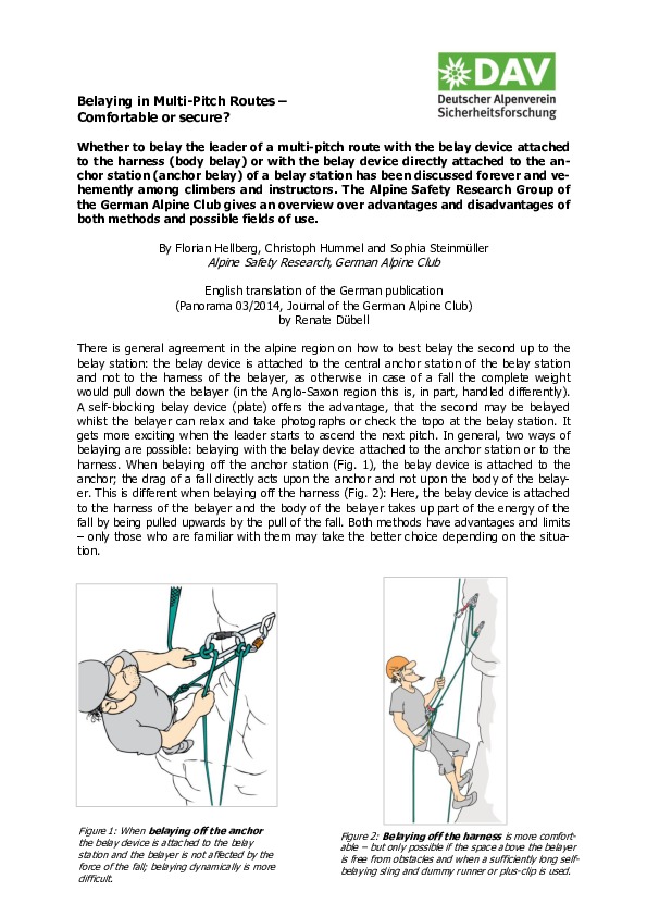 (PDF) Belaying in Multi-Pitch Routes - Comfortable or secure