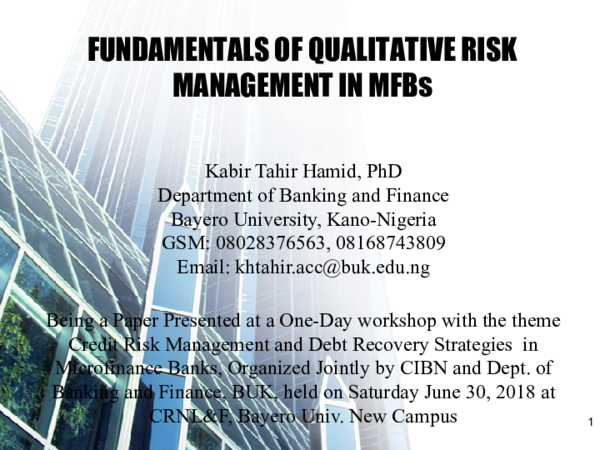 Fundamentals of Qualitative Risk Management in MFBs