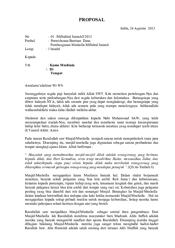 (DOC) Contoh proposal musholla miftahul jannah