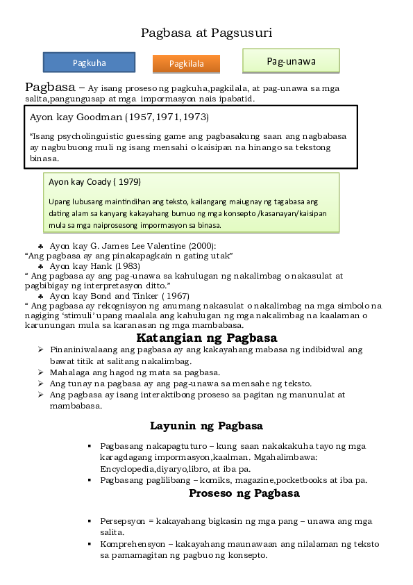 (DOC) Pagbasa at Pagsusuri