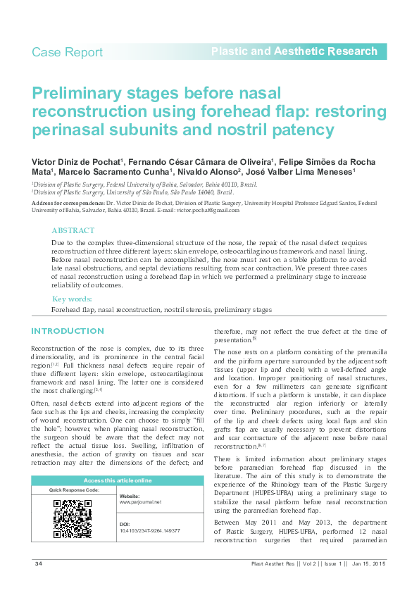 (PDF) Preliminary stages before nasal reconstruction using forehead ...