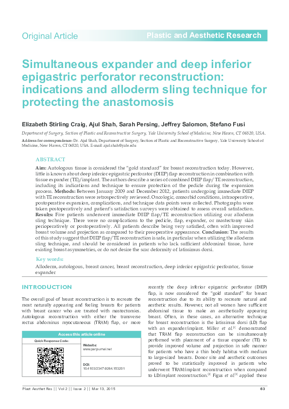(PDF) Simultaneous expander and deep inferior epigastric perforator ...