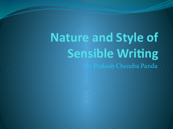 (PPT) Nature and Style of Sensible Writing