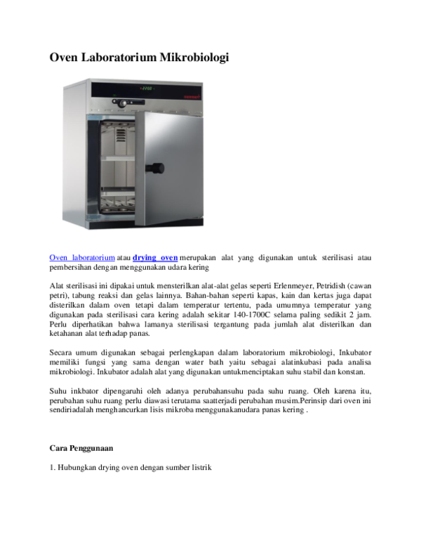 (PDF) Oven Laboratorium Mikrobiologi