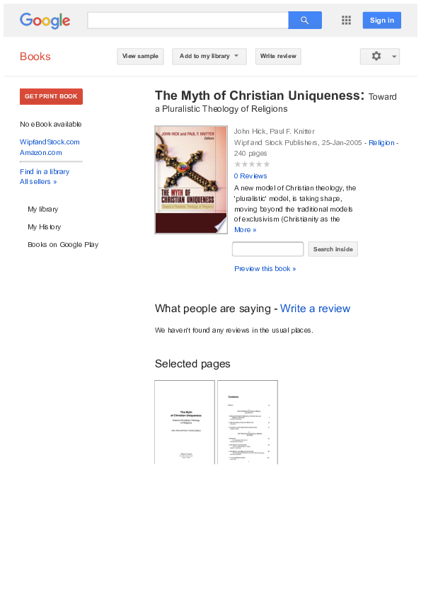 (PDF) Books The Myth of Christian Uniqueness: Toward a Pluralistic ...