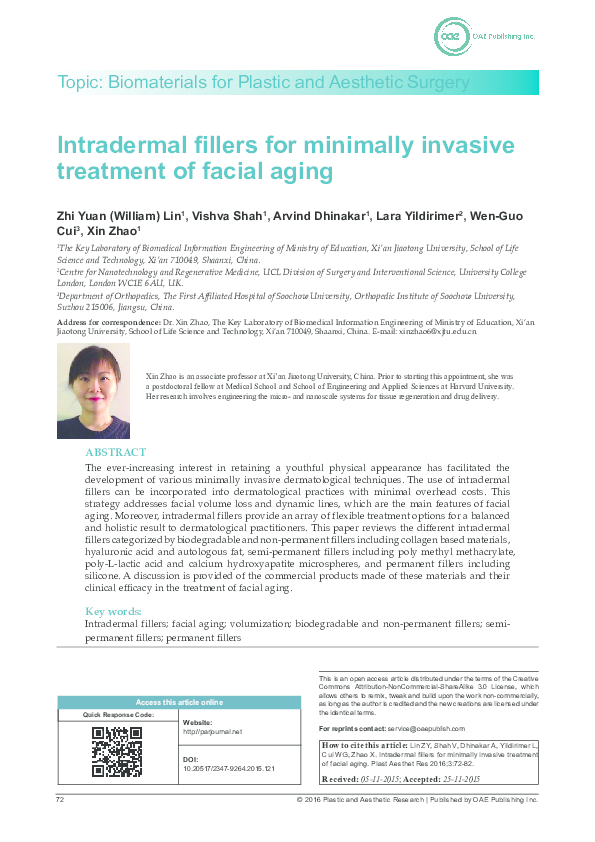(PDF) Intradermal fillers for minimally invasive treatment of facial aging