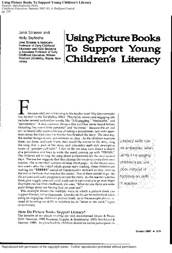 (PDF) Using picture books to support young children’s literacy ...