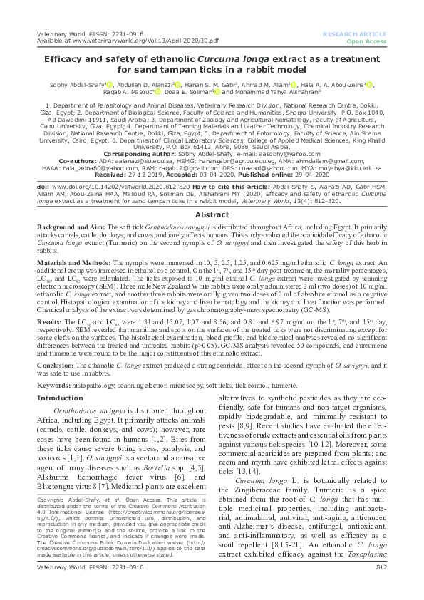 (PDF) Efficacy and safety of ethanolic Curcuma longa extract as a ...