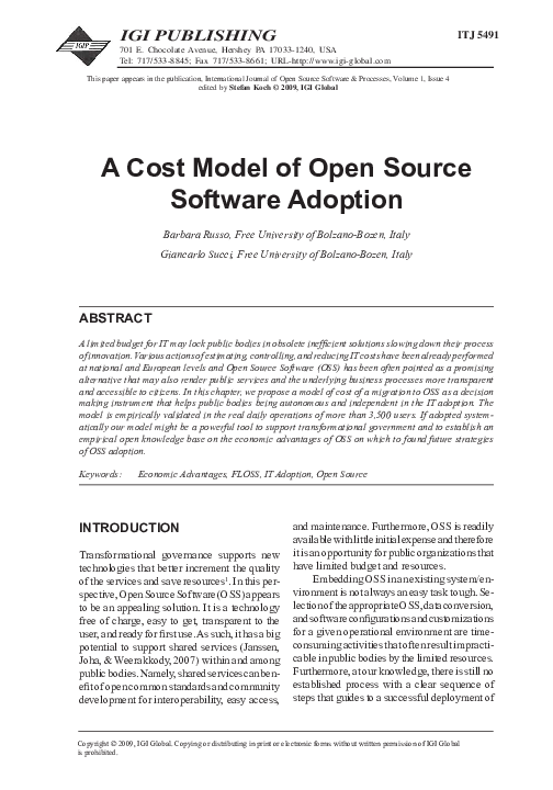 (PDF) A Cost Model of Open Source Software Adoption