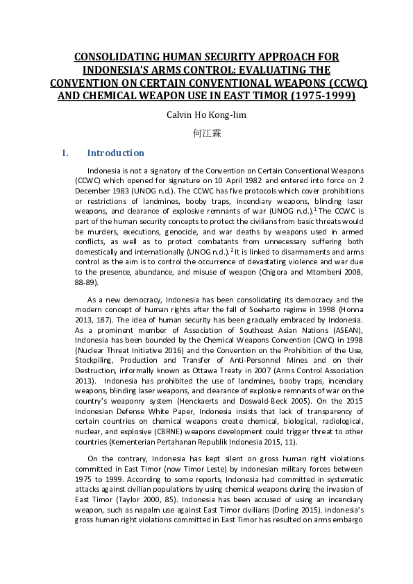 (PDF) CONSOLIDATING HUMAN SECURITY APPROACH FOR INDONESIA'S ARMS ...