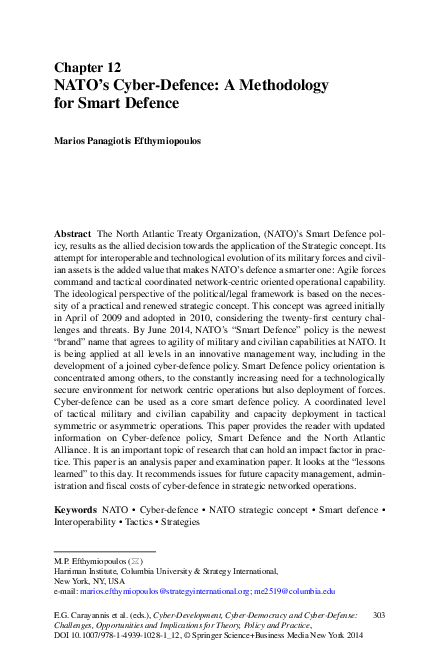 (PDF) NATO's Cyber Defense: A Methodology for Smart Defense