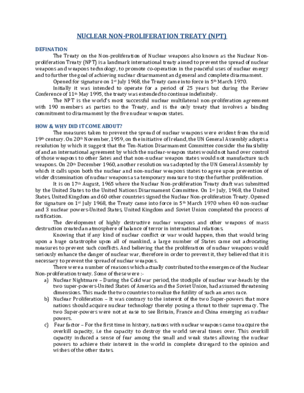 (PDF) NUCLEAR NON-PROLIFERATION TREATY (NPT