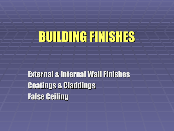 (PPT) Building Finishes