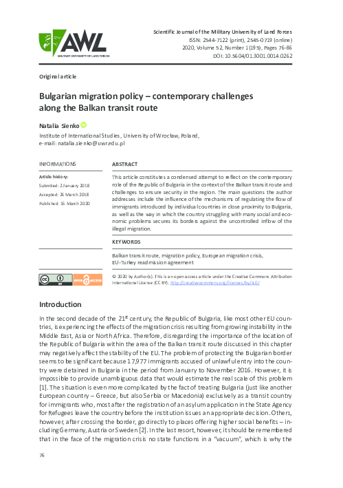 (PDF) BULGARIAN MIGRATION POLICY - CONTEMPORARY CHALLENGES ALONG THE ...