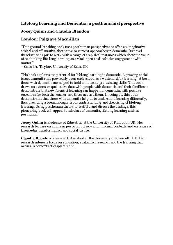 (DOC) Rethinking Lifelong Learning in Dementia