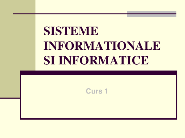 (PDF) SISTEME INFORMATIONALE SI INFORMATICE