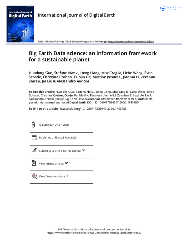 (PDF) Big Earth Data Science for Sustainability