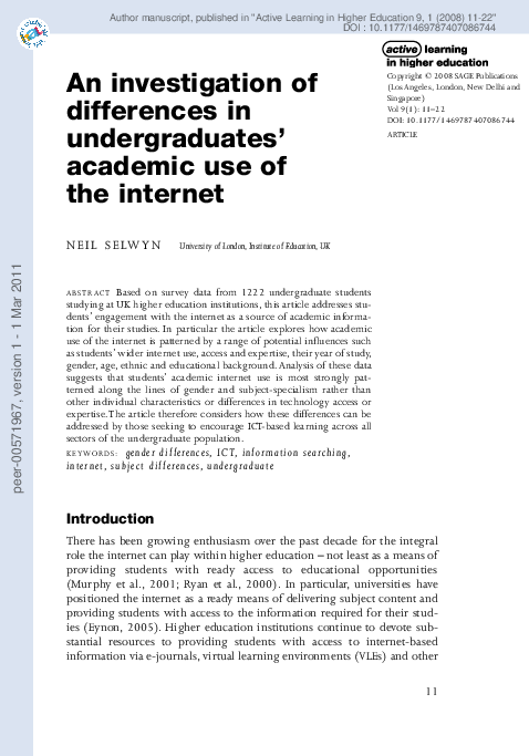 (PDF) An investigation of differences in undergraduates' academic use ...