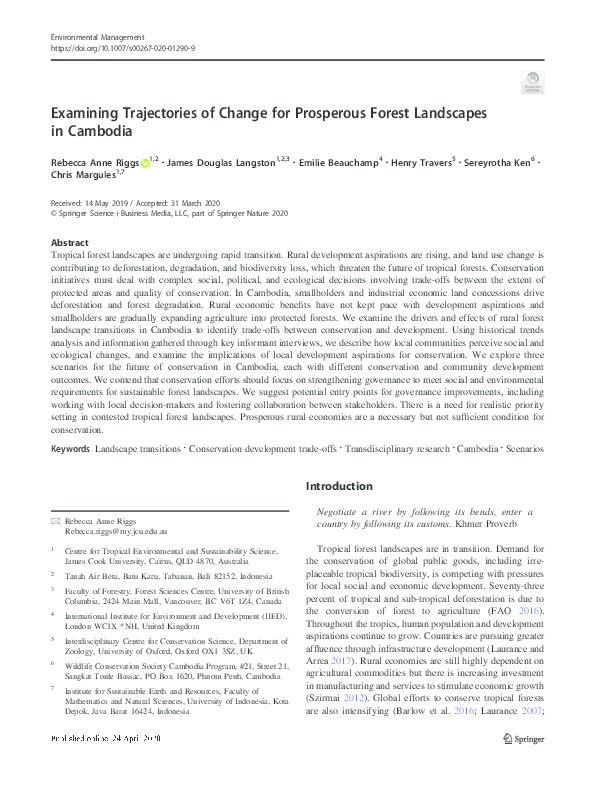 (PDF) Examining Trajectories of Change for Prosperous Forest Landscapes ...