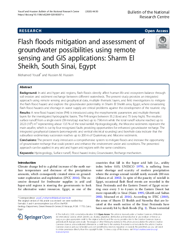 Pdf Flash Floods Mitigation And Assessment Of Groundwater