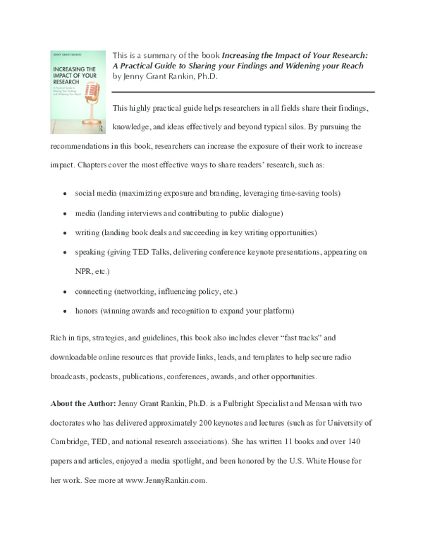 (PDF) Increasing the Impact of Your Research: A Practical Guide to ...