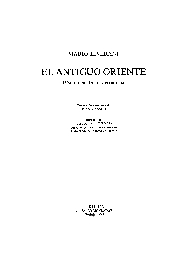(PDF) Liverani Mario el Antiguo Oriente Historia Sociedad y Economia