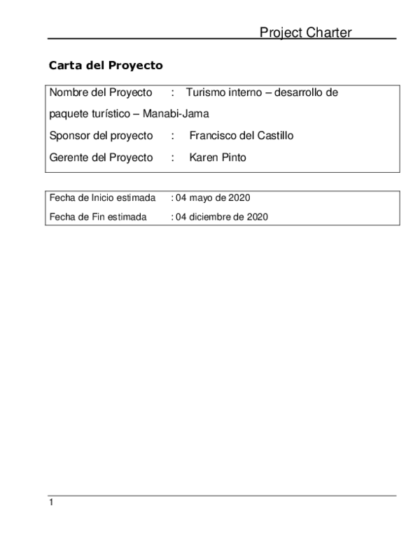 (PDF) Project Charter - Karen Pinto