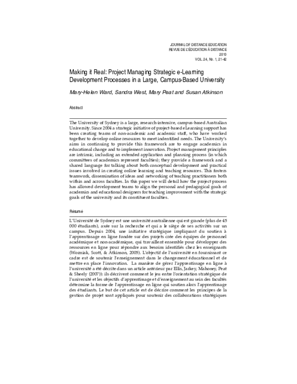 (PDF) Making It Real: Project Managing Strategic e-Learning Development ...