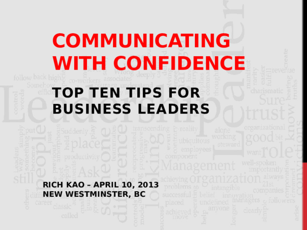 (PPT) Communicating with Confidence