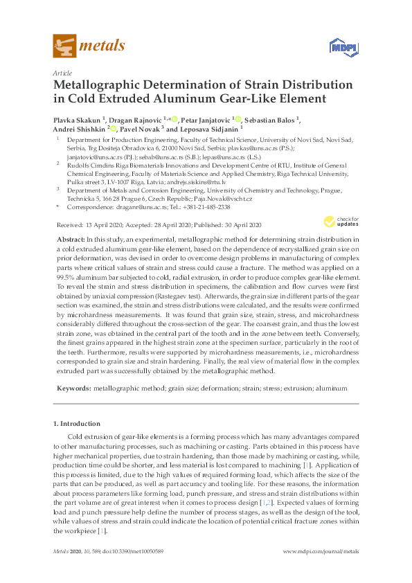 (PDF) Metallographic Determination of Strain Distribution in Cold ...