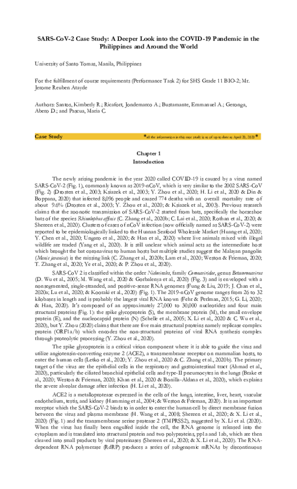 (PDF) SARS-CoV-2 Case Study: A Deeper Look into the COVID-19 Pandemic ...