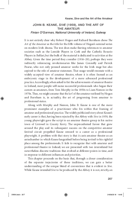 (PDF) John B. Keane, Sive (1959) and the Art of the Amateur. [2019]