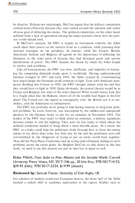 (PDF) Elidor Mëhilli. From Stalin to Mao: Albania and the Socialist ...